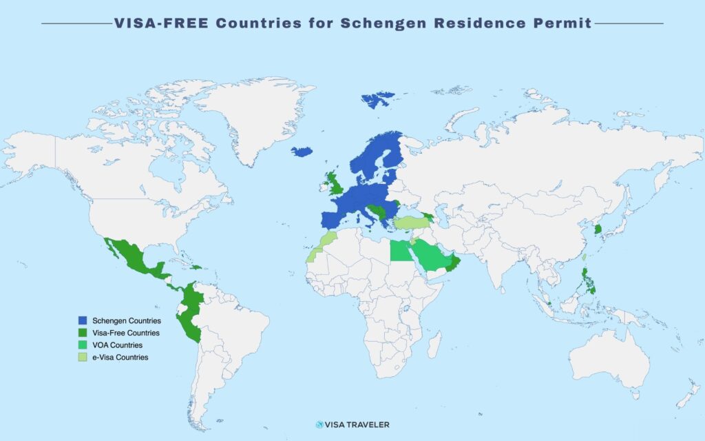 74 VISA-FREE countries for Schengen residence permit (2026)